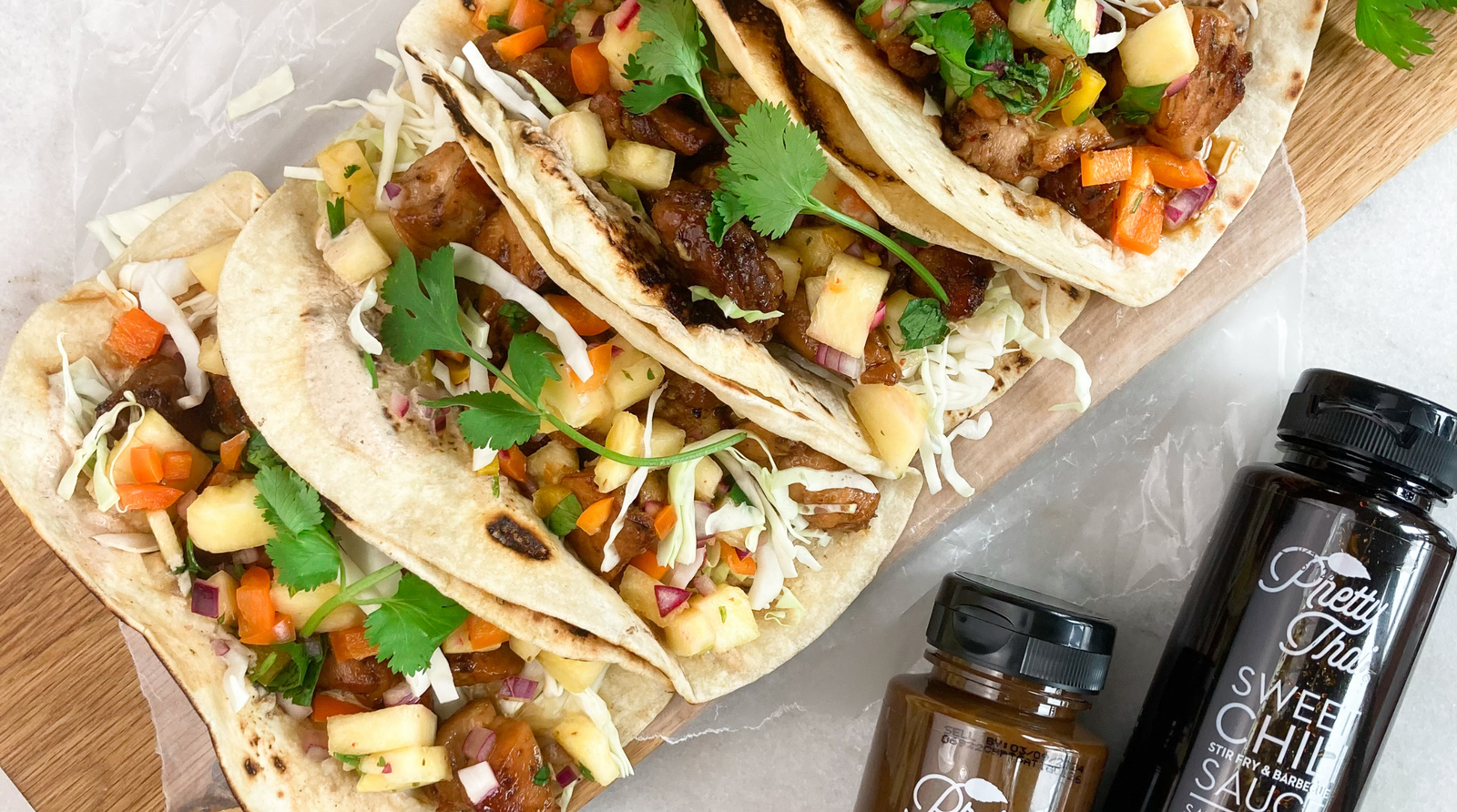 Sweet and Savory Chicken Tacos - Pretty Thai